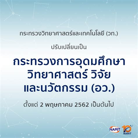 กระทรวงวิทยาศาสตร์และ Narit สถาบันวิจัยดาราศาสตร์แห่งชาติ