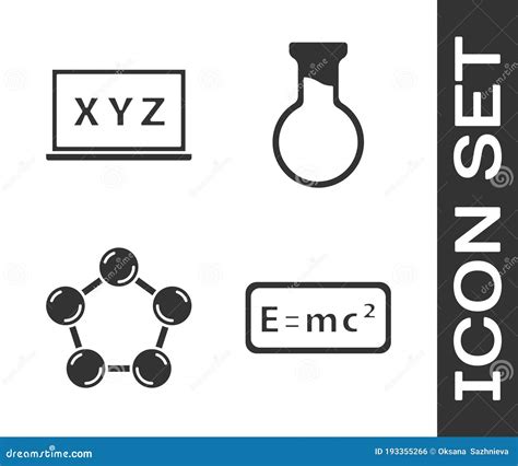 Set Equation Solution Xyz Coordinate System Molecule And Test Tube And Flask Icon Vector
