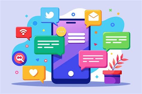 A Vibrant Digital Representation Of A Smartphone Displaying Various Messaging Bubbles And Icons