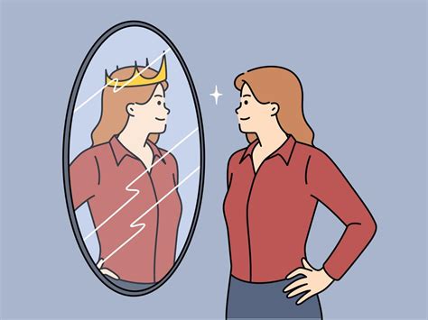 Ambitious Woman Looks In Mirror And Sees Own Reflection With Crown