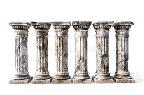 Stone Pillars Set Isolated Old Roman Columns Marble Greek Pillar
