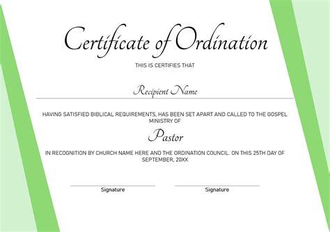 Free Printable Ordination Certificate Templates
