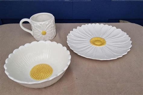 Daisy Dinner Set Daisy Plate Bowl And Mug Set Summer Plate Set Patio Plate Set Garden Dinner