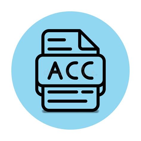 Acc File Type Icon Files And Document Format Extension With An Outline Style Design And Blue
