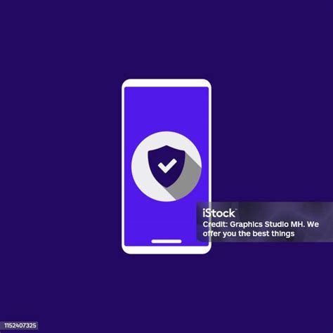 스마트 폰 화면 벡터에 방패 간단한 현대 아이콘 디자인 그림입니다 스마트폰에 대한 스톡 벡터 아트 및 기타 이미지 스마트폰 개념 개념과 주제 Istock