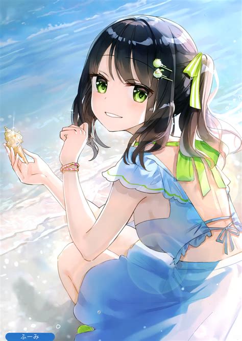 Safebooru 1girl Absurdres Back Bare Shoulders Beach Black Hair