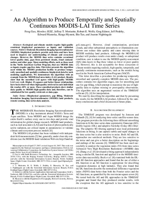 Pdf An Algorithm To Produce Temporally And Spatially Continuous Modis Lai Time Series