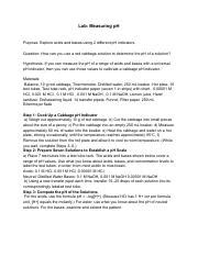 Lab Measuring PH Pdf Lab Measuring PH Purpose Explore Acids And Bases Using 2 Different PH