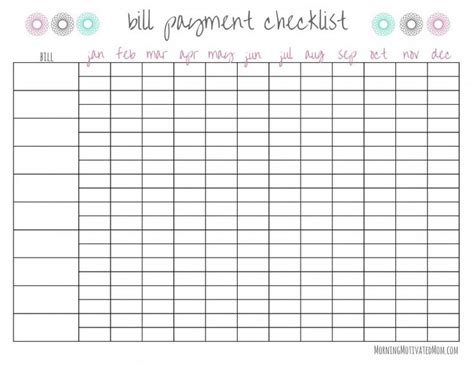 Free Printable Bill Checklist Template Free Printable Templates