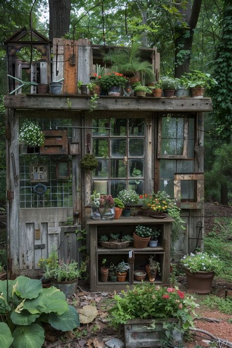 Junk Garden Ideas Repurposed Outdoor Bohemian Garden Potting Shed