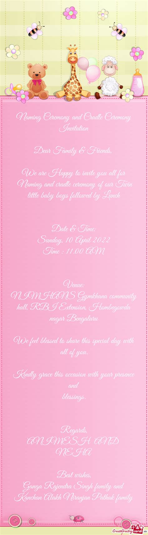 Naming Ceremony And Cradle Ceremony Invitation Free Cards