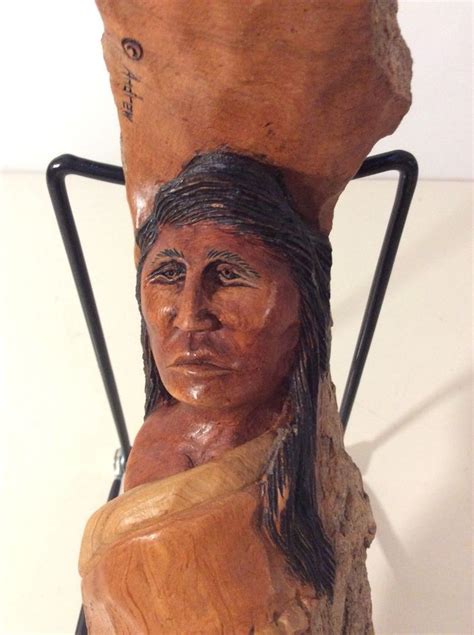 Original Native American Indian Wood Spirit Carving By Andrew Wall Art