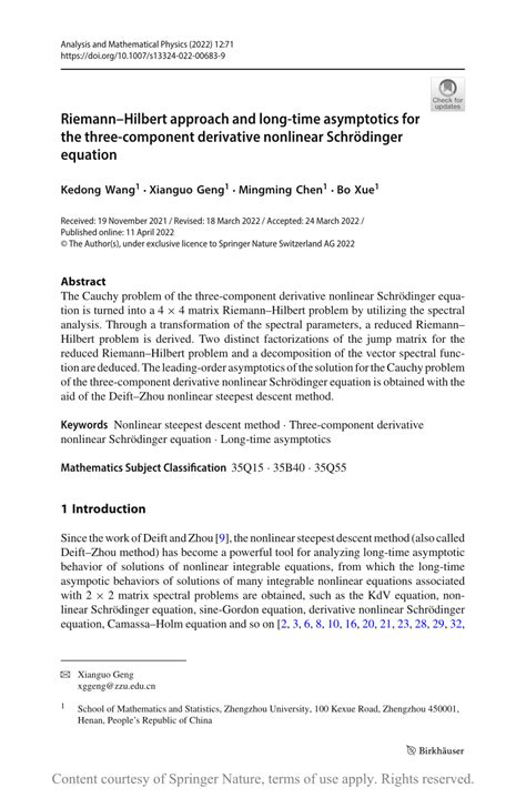 Riemannhilbert Approach And Long Time Asymptotics For The Three Component Derivative Nonlinear