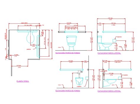 Accessible Bathroom Details In Autocad Cad 40 52 Kb Bibliocad