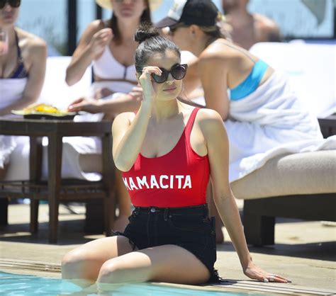 Rebecca Black In A Red Swimsuit At The Dream Hotel Pool Party In La
