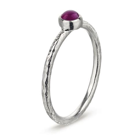 Silver Hammered Ruby Stacking Ring Ancient Awe Lily Mccallin Jewellery