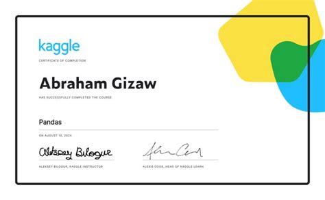 Abraham Sahile On Linkedin Abraham Gizaw Completed The Pandas Course On Kaggle