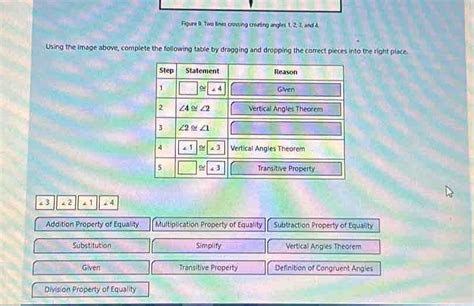 Figure 9 Two Lines Crossing Creating Angles 1 2 3 And 4 Using The Image Above Comple [math]