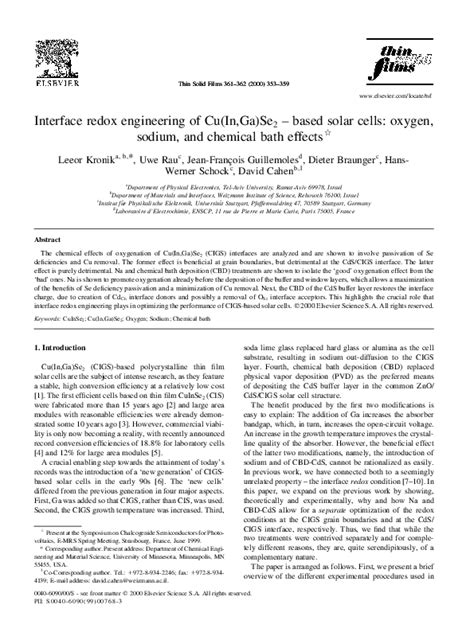 Pdf Interface Redox Engineering Of Cuingase 2 ± Based Solar Cells