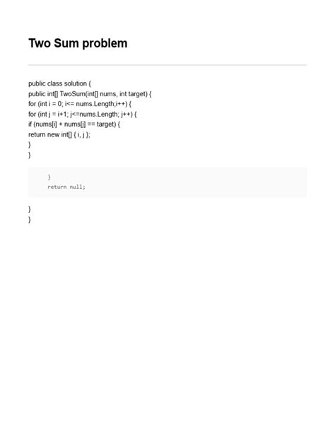 Two Sum Problem Pdf