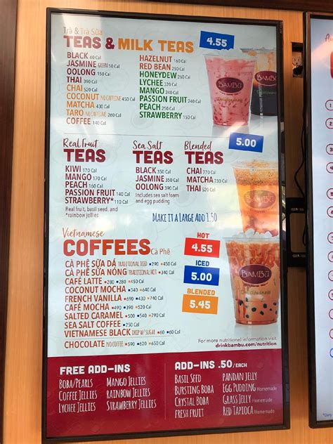 Menu At Bambu Desserts Bellevue