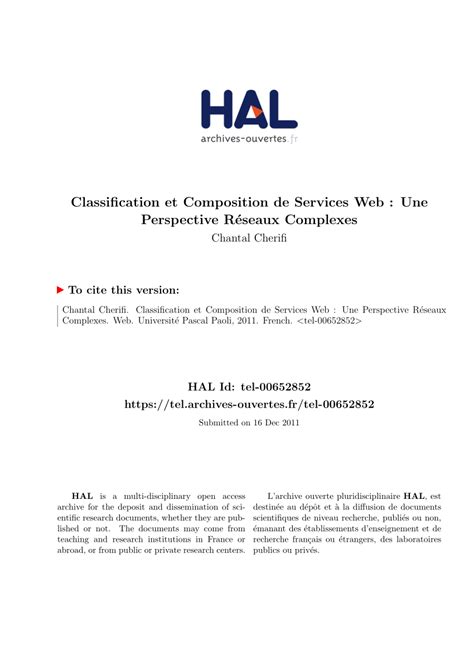 Pdf Web Services Classification And Composition A Complex Network