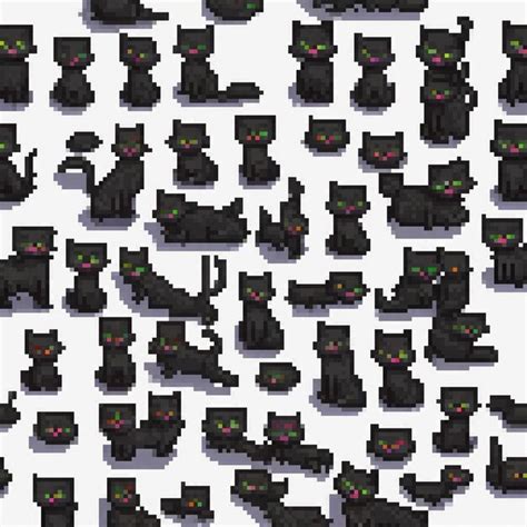 16000 Pixel Art Black Cats Pictures