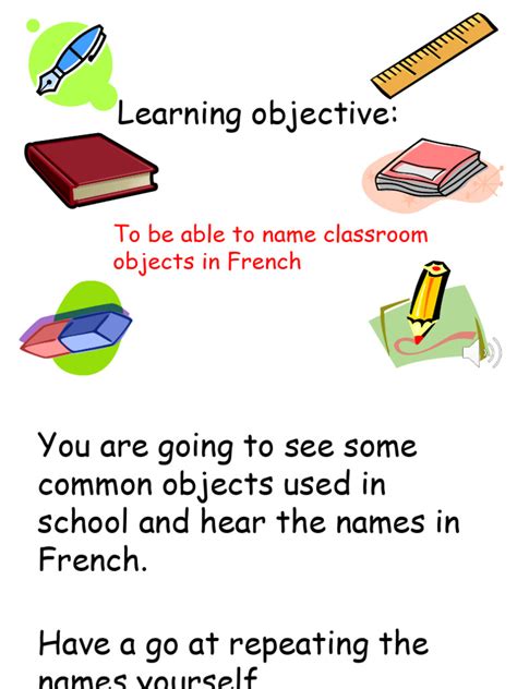 French Classroom Objects Pdf