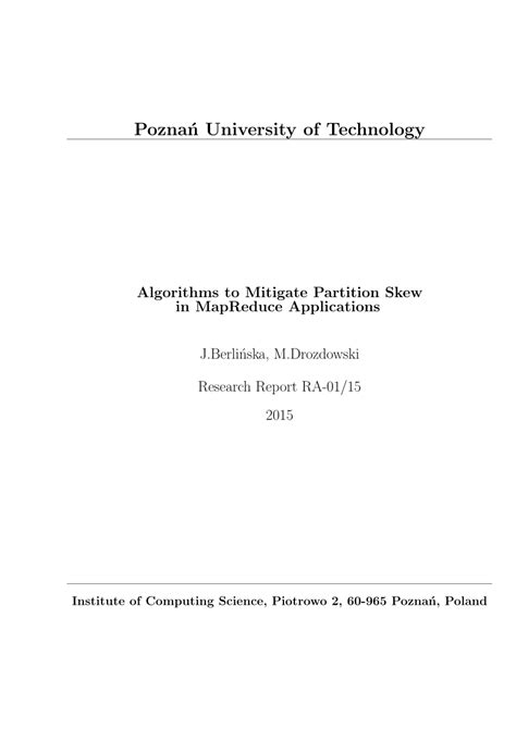 Pdf Algorithms To Mitigate Partition Skew In Mapreduce Applications