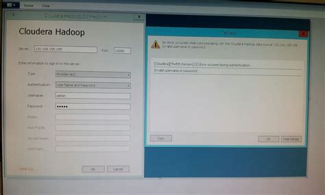 cloudera hadoop connector in tableau stack overflow