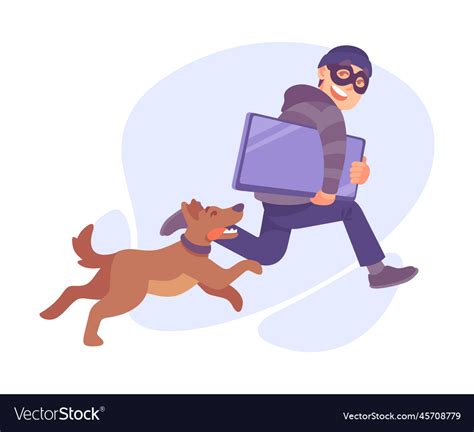 Man Criminal In Mask Escaping With Computer Vector Image