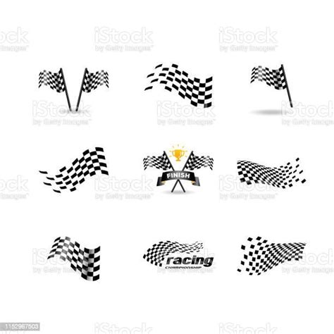 레이스 플래그 벡터 아이콘 기호입니다 심플한 디자인 체크 무늬 깃발 로고 템플릿 스포츠 레이스에 대한 스톡 벡터 아트 및 기타