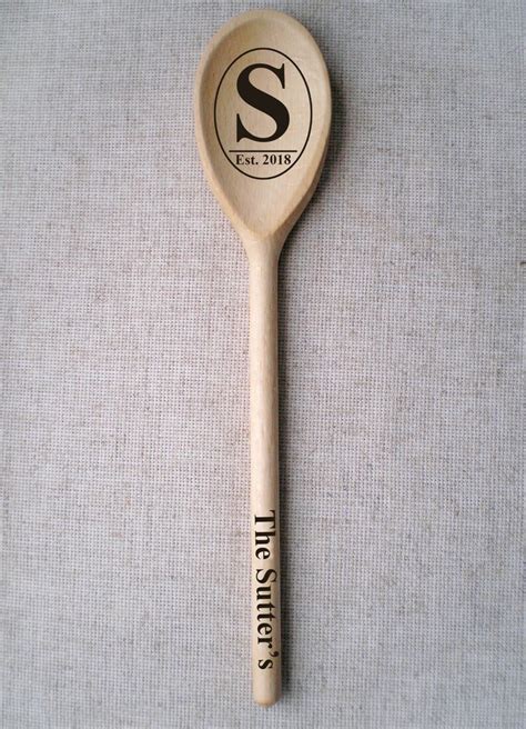Personalized Wooden Spoon Custom Engraved Monogram Serving Etsy