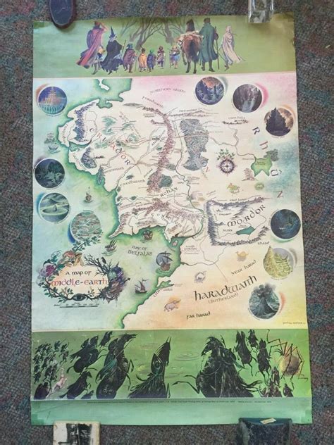 A Map Of Middle Earth Lord Of The Rings Poster Jrr Tolkein First