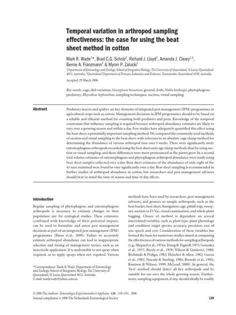 Temporal Variation In Arthropod Sampling Effectiveness The Case For Using The Beat Sheet Method