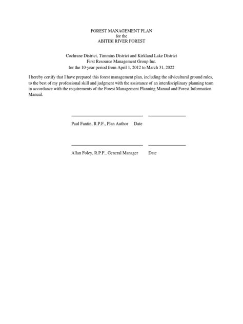 Forest Management Plan For The Abitibi River Forest Pdf Forests