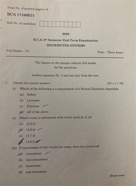 Distributed System Question Paper Bca Question Paper Distributed System 2023 Computer