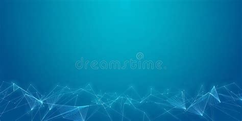 Abstract Blue Background Featuring A Network Of Interconnected Lines And Glowing Points Stock