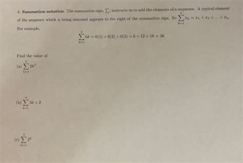 Solved 3 Summation Notation The Summation Sign