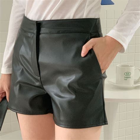 가죽 숏팬츠 블랙 브라운 레더 3부 반바지