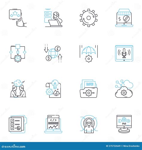 Firm Structure Linear Icons Set Hierarchy Organization Chain Departments Coordination