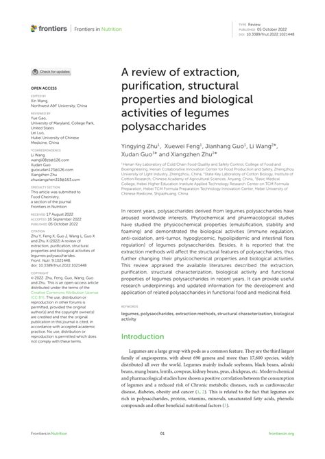 Pdf A Review Of Extraction Purification Structural Properties And Biological Activities Of