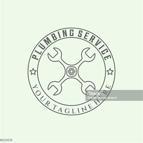 배관 서비스 로고 라인 아트 벡터 일러스트레이션 템플릿 디자인 미니멀리스트 깨끗한에 대한 스톡 벡터 아트 및 기타 이미지 깨끗한 디자인 라벨 Istock