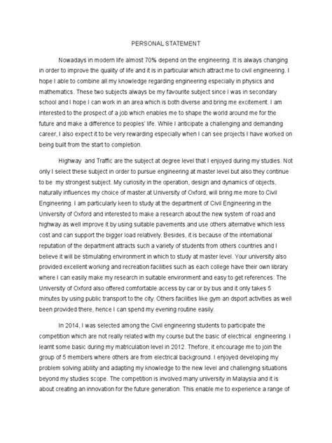 Personal Statement Pdf Engineering Civil Engineering