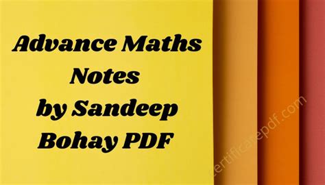 Pdf Advance Maths Notes By Sandeep Bohay Pdf Free
