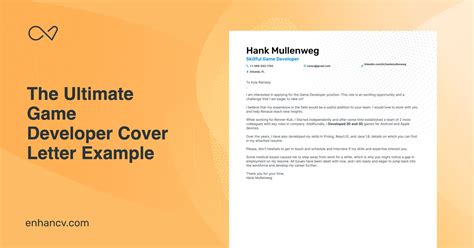 Real Game Developer Cover Letter Example For