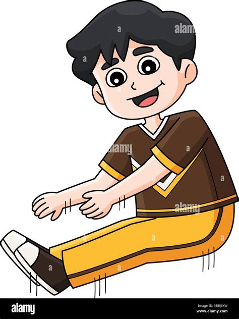 Male Cheerleader Pike Jump Cartoon Colored Clipart Stock Vector Image