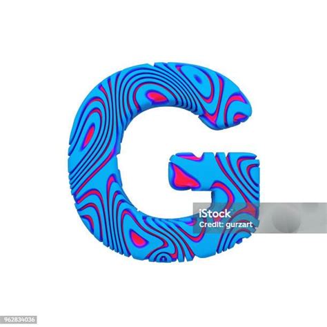 알파벳 G 대문자 편지입니다 파란색 굵은 기호 스포티 한 글꼴에 의하여 이루어져 있다 3d 렌더링에 고립 된 흰색 배경 0명에