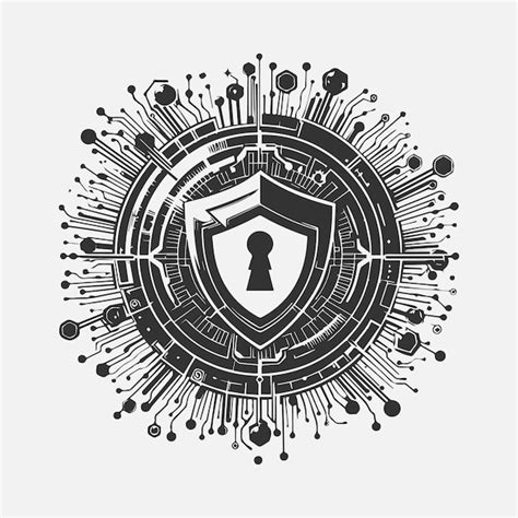 Cyber Security Vector Line Icon Black Or White Logo Protection Sign Shield Protect Logo Designs