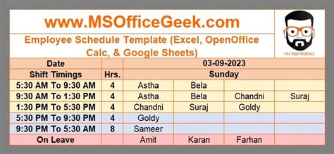 Ready To Use Employee Shift Rotation Schedule Template Msofficegeek